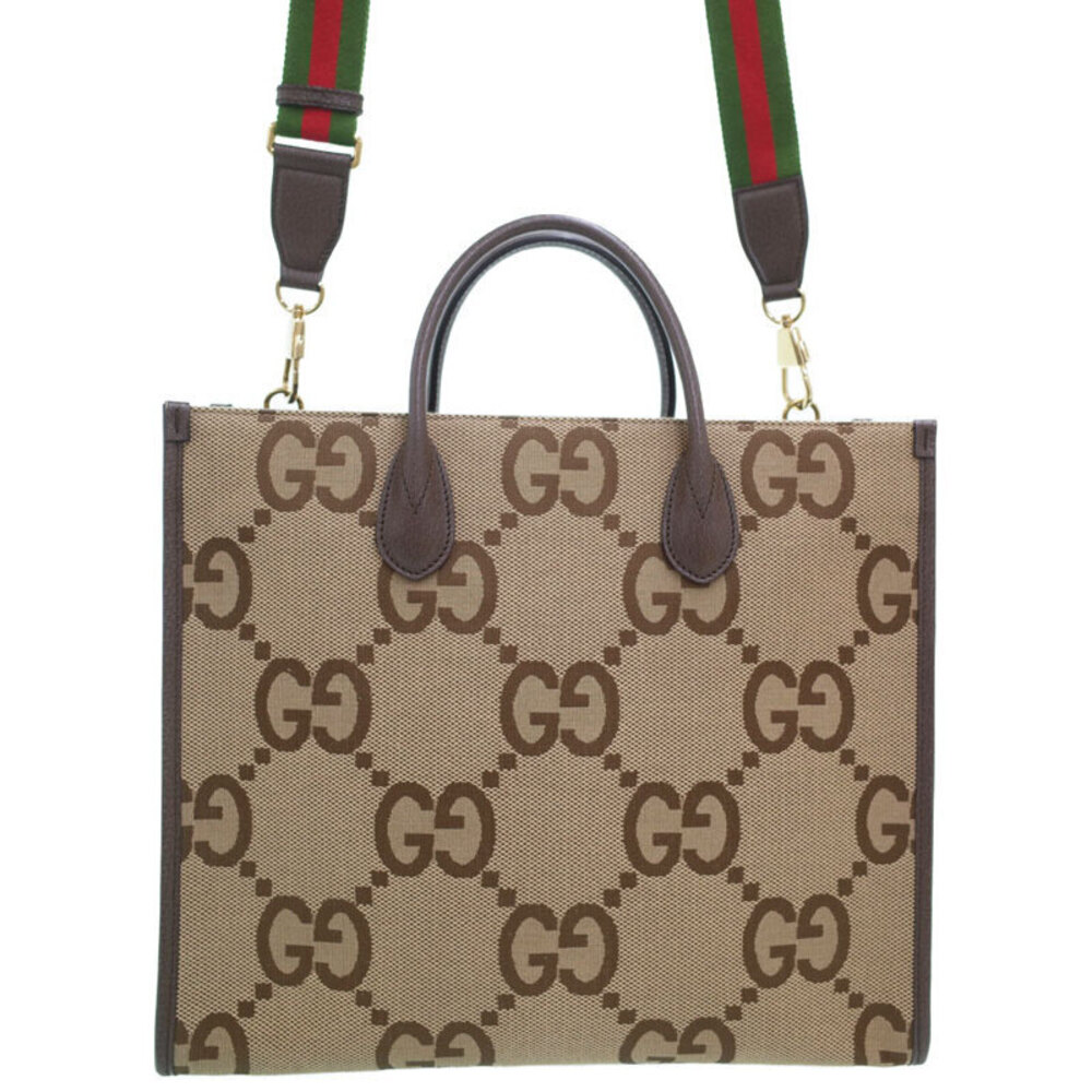 Gucci | Bags | Gucci Tote Jumbo Crossbody Web Gg Stripe Bag Brown ...